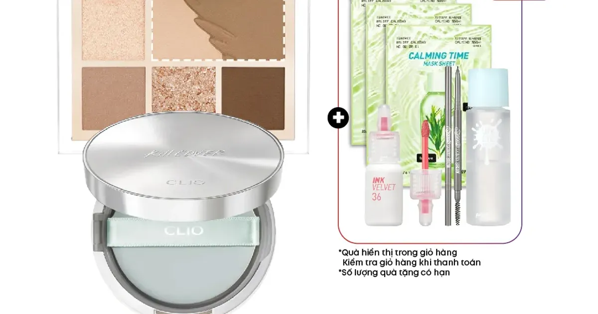 Combo Phấn Nước Làm Dịu Da Clio Calming Cushion (màu 03 linen) & Bảng ...