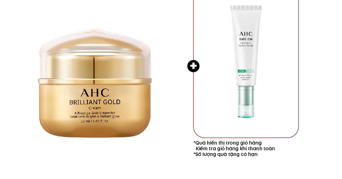 Combo Kem Dưỡng Ngừa Lão Hóa AHC Brilliant Gold 50ml & Kem Chống Nắng AHC 50ml