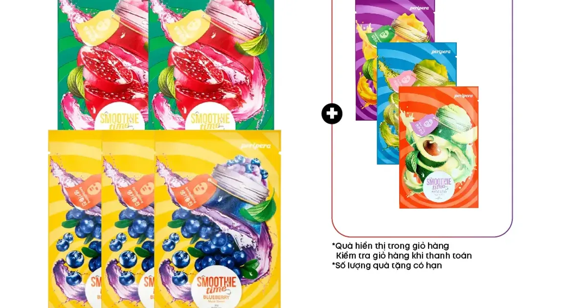 Combo 8 Mặt Nạ Dưỡng Da Từ Trái Cây Peripera Smoothie Time Mask Sheet ...
