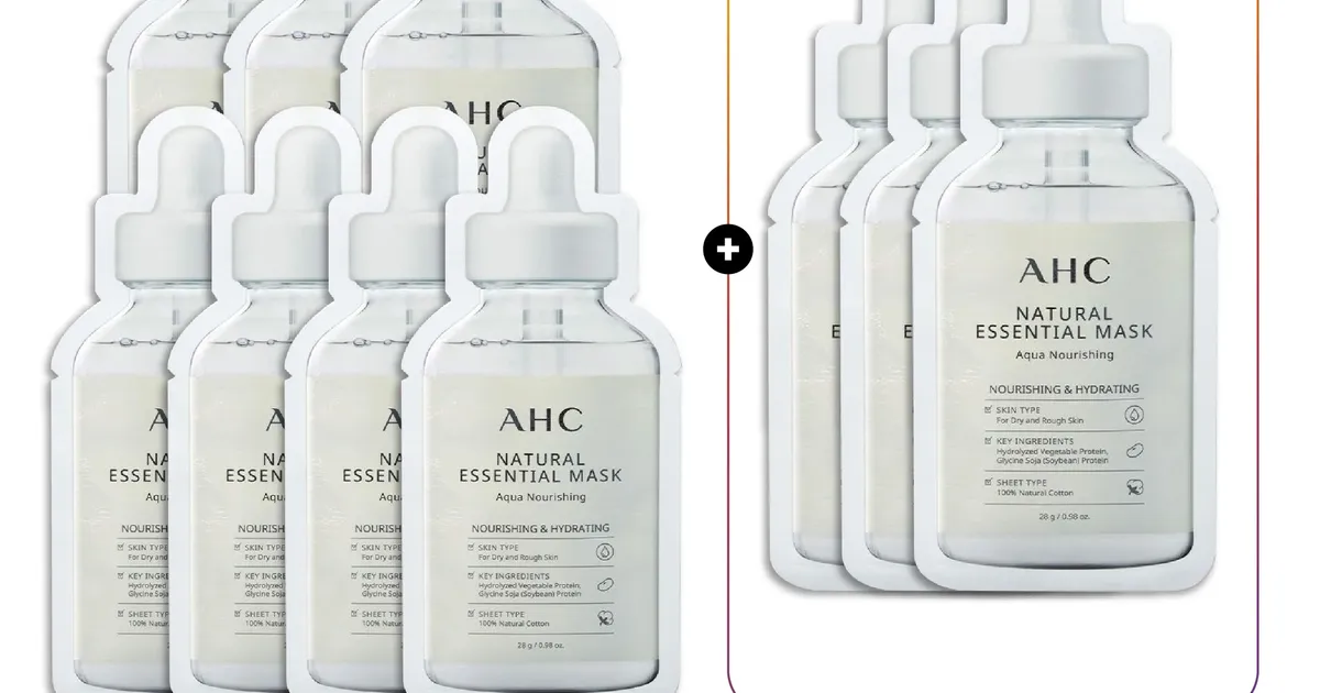 Set 7 Mặt Nạ Giấy Làm Mềm Da AHC Natural Essential Mask Aqua Nourishing 28G