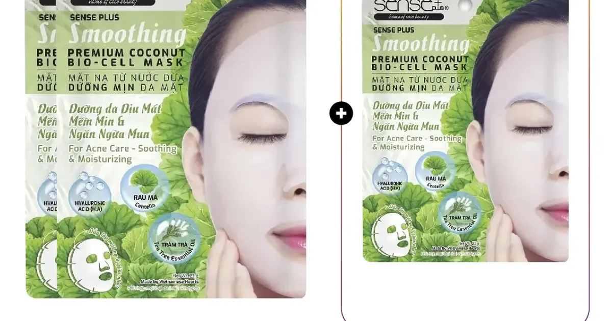 Combo 3 Mặt Nạ Từ Nước Dừa Sense Plus Premium Coconut Bio-Cell Mask 23G
