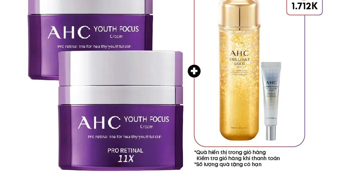 Set 2 Kem Dưỡng Ngừa Lão Hóa AHC Youth Focus Cream 50Ml