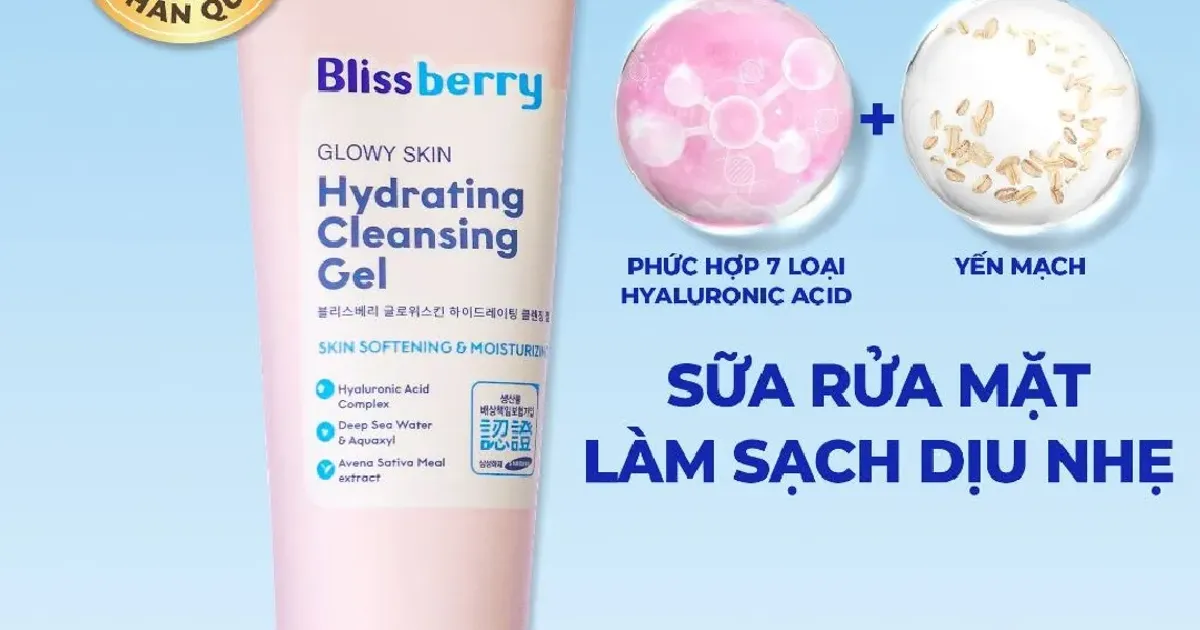 Sữa Rửa Mặt Cấp Ẩm Da Blissberry Glowy Skin Hydrating Cleansing Gel 100ml