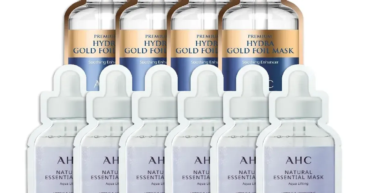 Combo 10 Mặt Nạ Ngừa Lão Hóa, Săn Chắc Da Ahc (4 Gold Foil Mask + 6 Aqua Lifting)