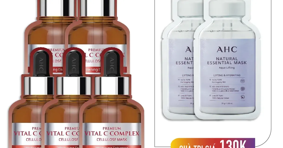 combo 5 Mặt Nạ Trắng Da AHC Premium Vital C Complex