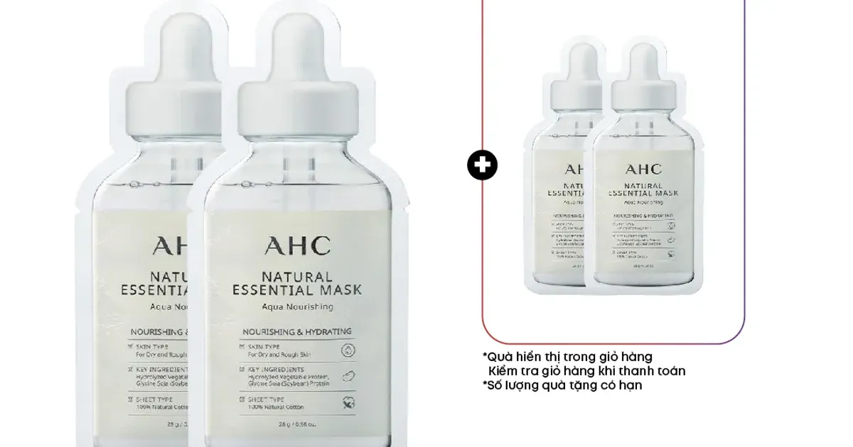 [Mua 2 tặng 2] Mặt Nạ Giấy Làm Mềm Da AHC Natural Essential Mask Aqua Nourishing 28G