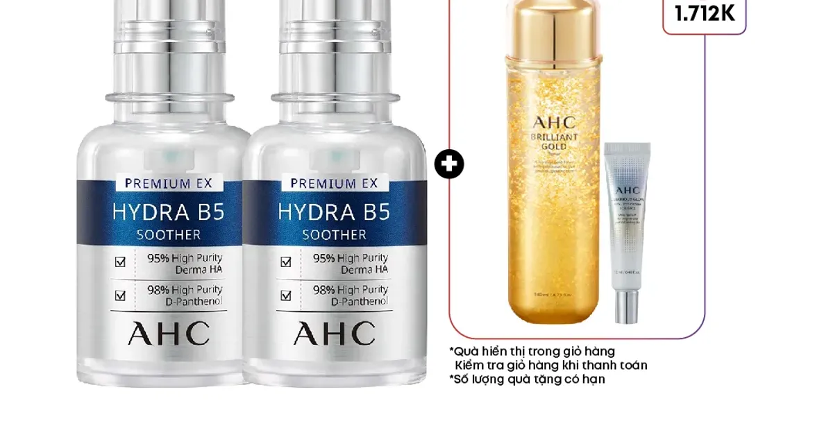 Set 2 Tinh Chất Cấp Nước, Làm Dịu Da AHC Premium Ex Hydra B5 Soother 30Ml