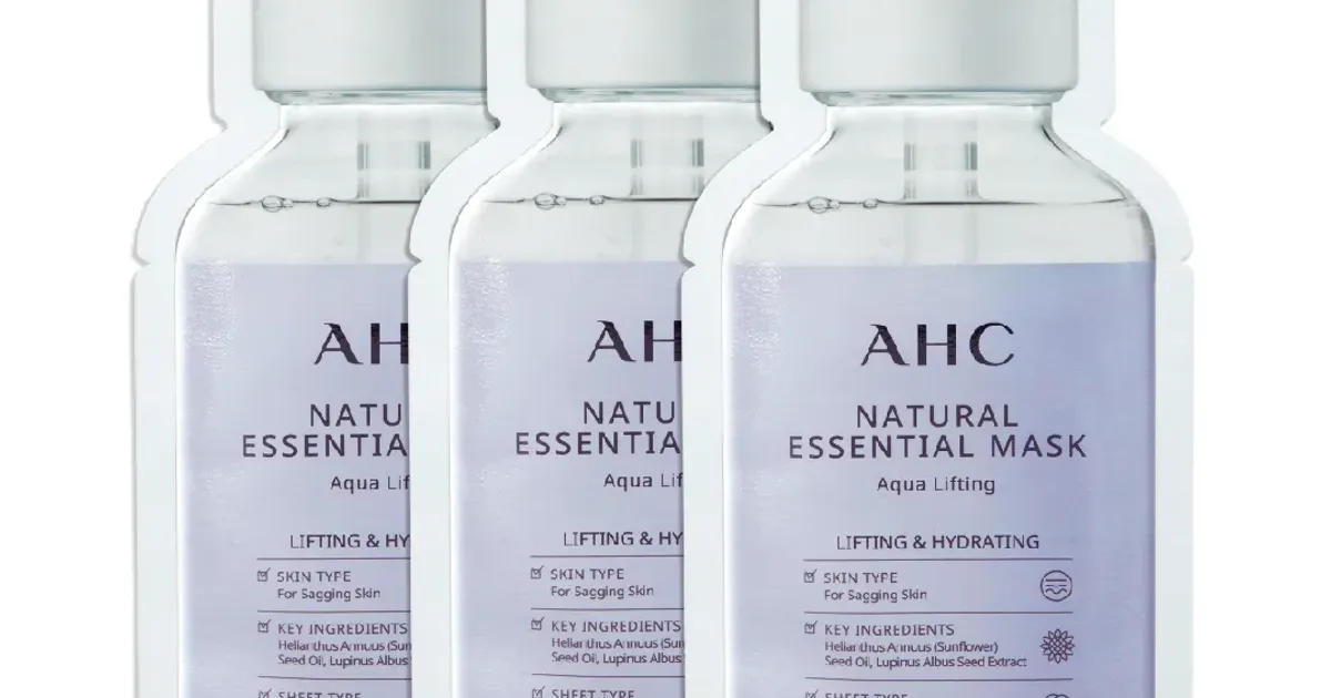 Set 03 Mặt Nạ Giấy Nâng Cơ Ahc Natural Essential Mask Aqua Lifting 28G