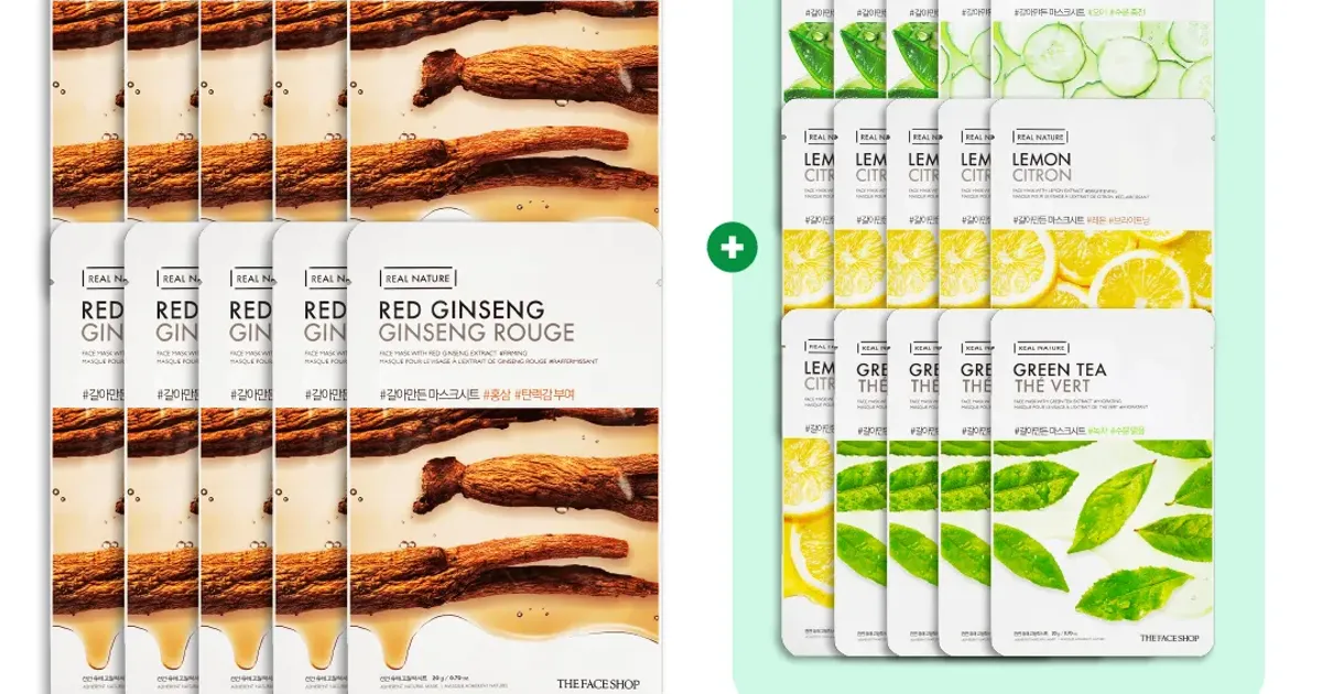 Set 10 Mặt Nạ Real Nature Red Ginseng Face Mask 20g