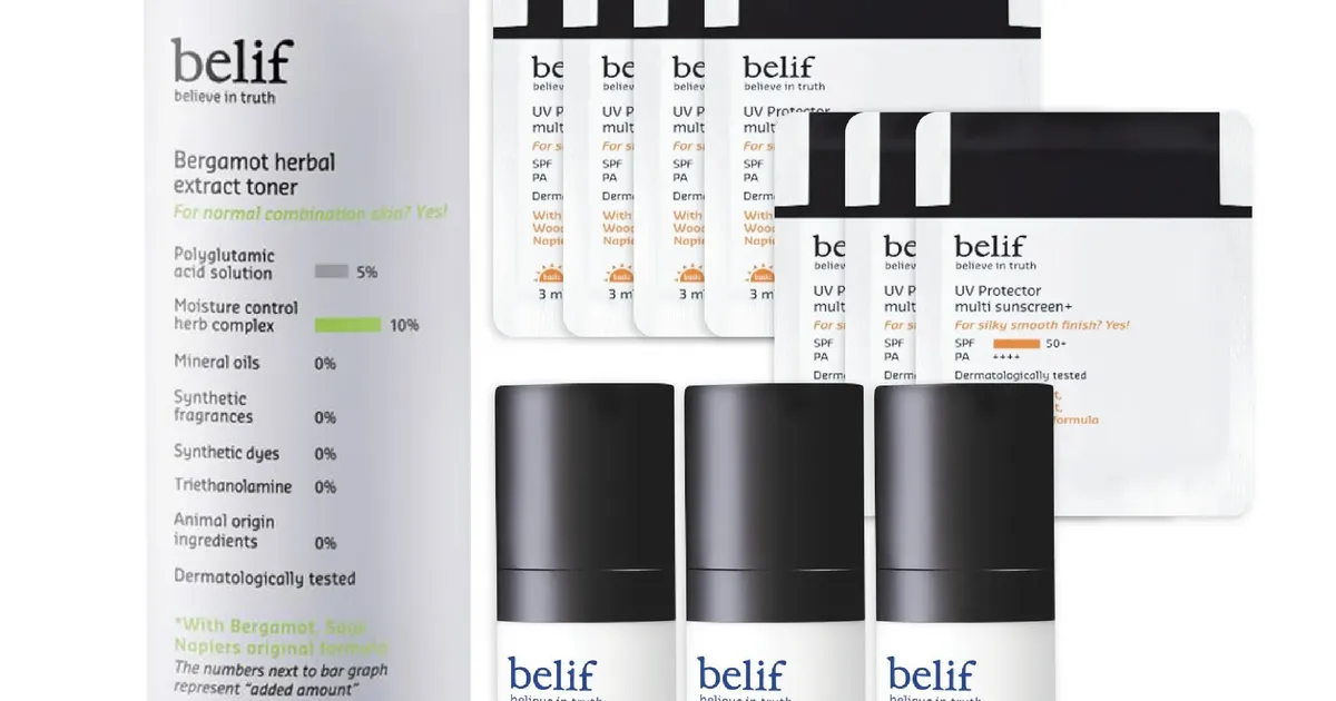 Combo Dưỡng Da Belif (1 nước cân bằng 200ml, 3 tinh chất 10ml, 7 kem ...