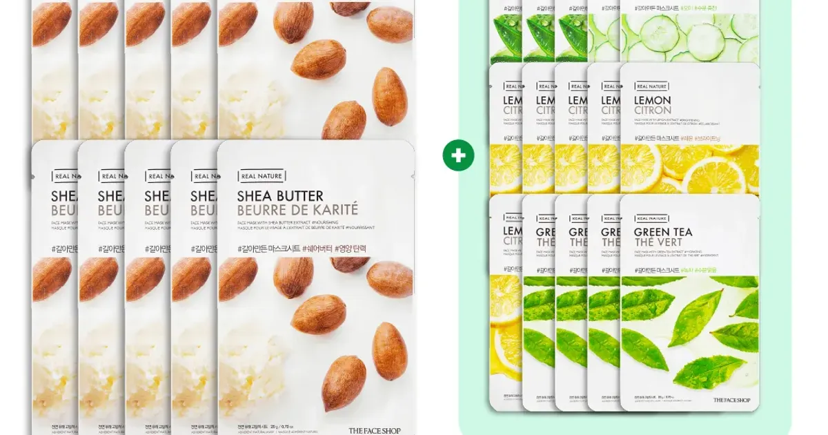 Set 10 Mặt Nạ Real Nature Shea Butter Face Mask 20g (GZ)