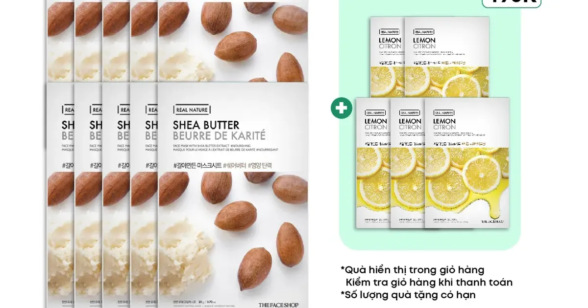 Set 10 Mặt Nạ Real Nature Shea Butter Face Mask 20g (GZ)