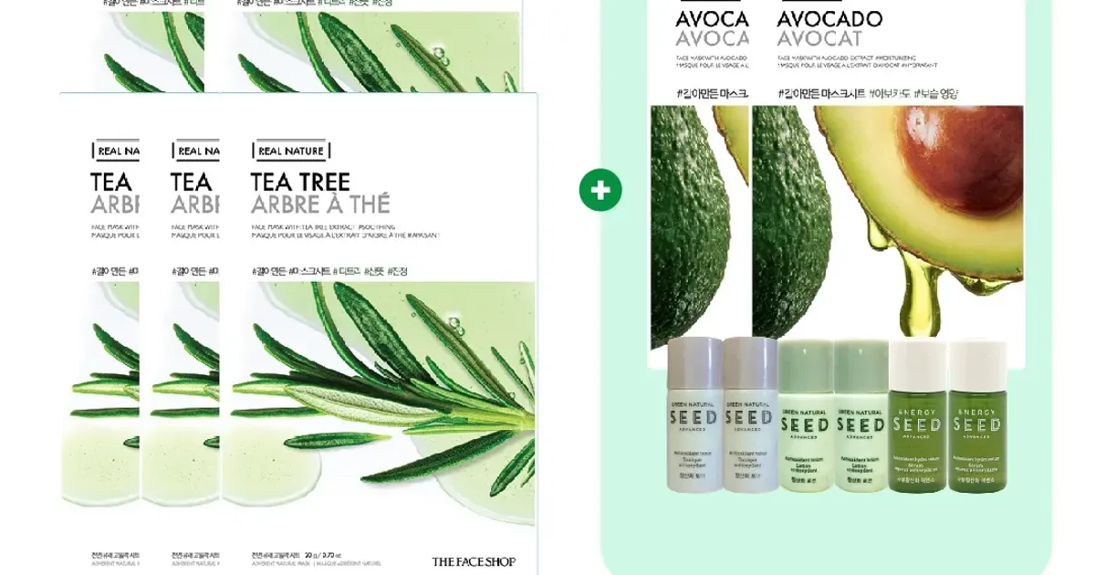 Combo 5 Mặt Nạ Thanh Lọc Da THE FACE SHOP Real Nature Tea Tree Face Mask