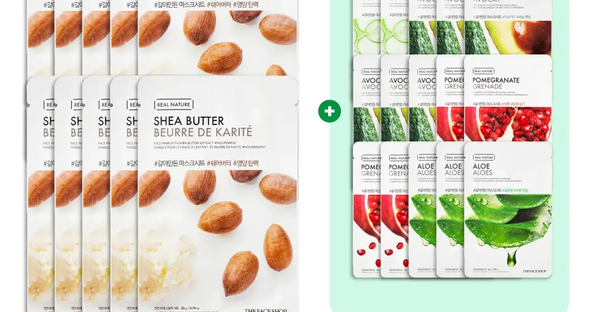 Set 10 Mặt Nạ Real Nature Shea Butter Face Mask 20g (GZ)