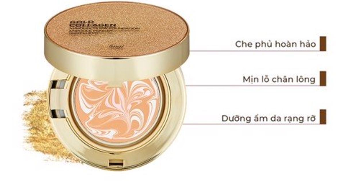 [FMGT] Kem Nền Trang Điểm Dạng Nén THEFACESHOP GOLD COLLAGEN AMPOULE GLOW FOUNDATION 10g V203