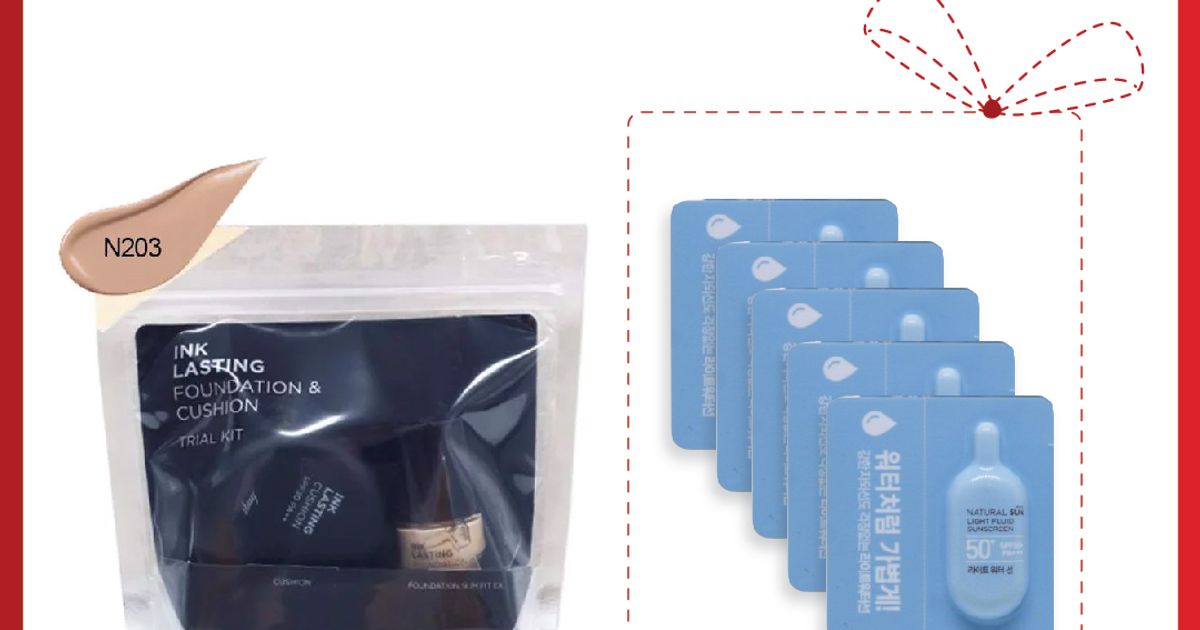 Bộ Sản Phẩm Kem Nền INK LASTING FOUNDATION TRIAL KIT và Sữa Chống nắng NATURAL SUN (1 Kem Nền ...